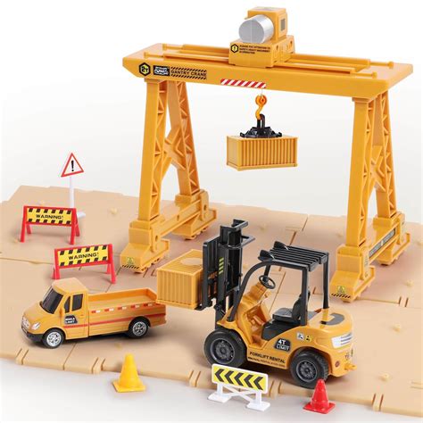 Iplay Ilearn Construction Cargo Transport Vehicle Crane Truck Toy Set