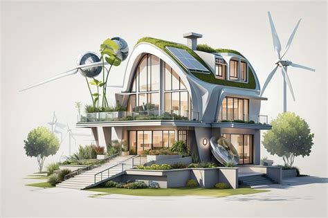Concept De Bâtiment Durable Avec Une Maison à Turbine éolienne Et Des