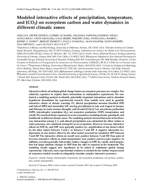 Pdf Modeled Interactive Effects Of Precipitation Temperature And