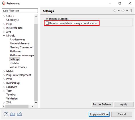resolve dependencies in workspace — microej documentation