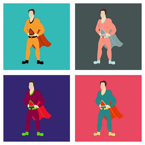 벡터에 슈퍼맨과 슈퍼 히어로 만화 아이콘 세트 Eps Ai Uidownload