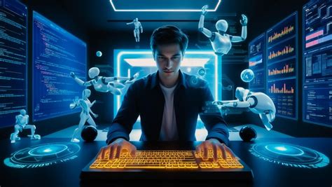 Ai Robotic Engineering Development With Programmer Coding Premium Ai Generated Image