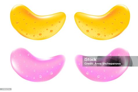 아름다움 명확한 분홍색 금색 노란색 하이드로 겔 눈 패치 젤 질감 절연 투명 배경 한국 리프팅 페이스 마스크 아이콘 스파 보습 스킨 케어 트리트먼트를 위한 화장품 겔 효과에