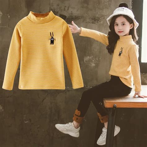 Зимняя футболка для девочек плотная нижняя рубашка с длинными рукавами водолазка для девочек