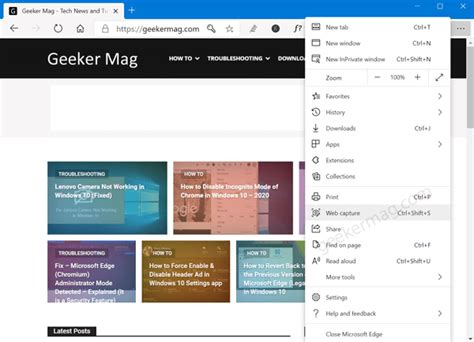 How To Take Screenshot In Edge With Its Web Capture Feature
