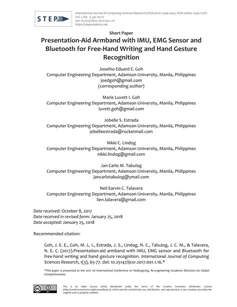 Pdf Presentation Aid Armband With Imu Emg Sensor And Bluetooth For Free Hand Writing And Hand