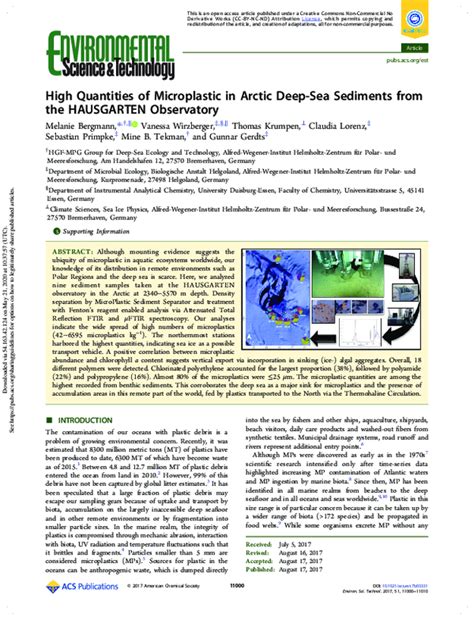Pdf High Quantities Of Microplastic In Arctic Deep Sea Sediments From The Hausgarten Observatory