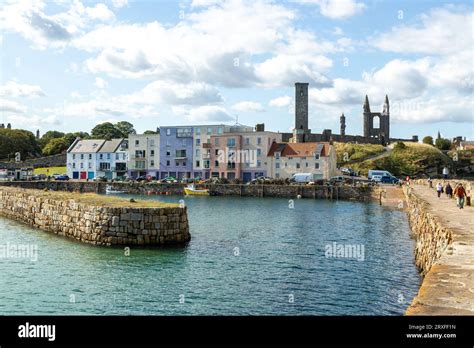 St Andrews Harbour At High Tide With St Rules Tower And St Andrews