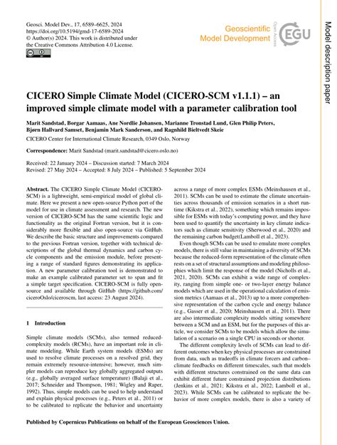 Pdf Cicero Simple Climate Model Cicero Scm V111 An Improved