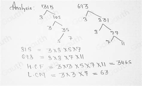 Solved The Prime Factor Trees For 315 And 693 Are Given Below Use The Prime Factor Trees To