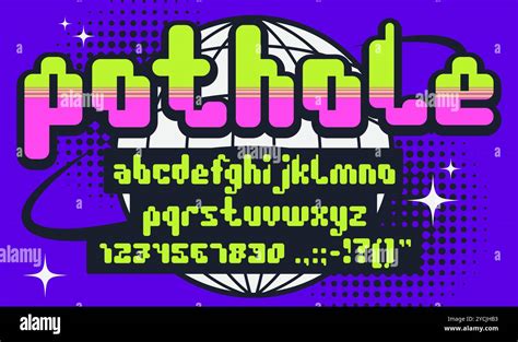 Neo Type Geometric Y2k Font Brutal Typeface Inflated Alphabet Abstract Pixel Art Letters And