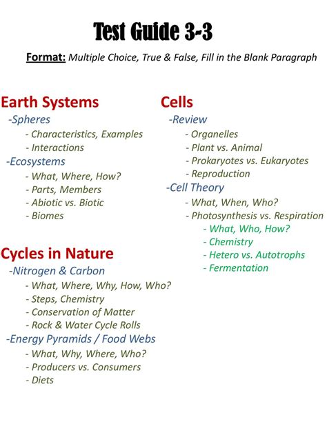 Test Guide 3 3 Earth Systems Cells Cycles In Nature Ppt Download