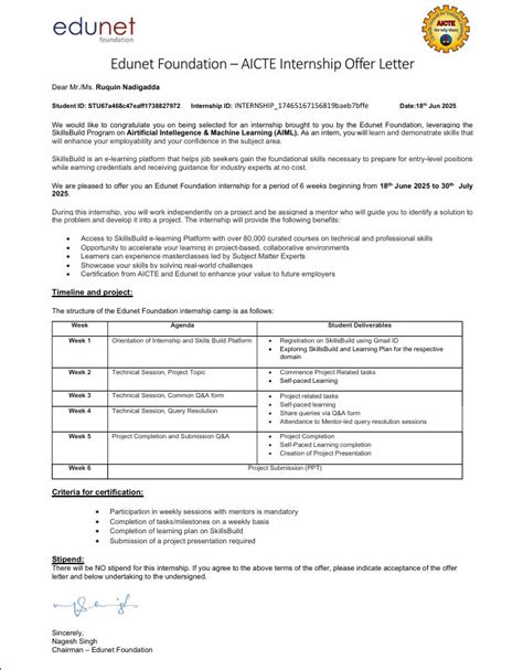 Internship Ai Machinelearning Edunetfoundation Skillsbuild Aicte Ibm
