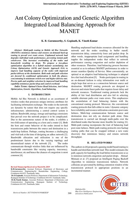 Pdf Ant Colony Optimization And Genetic Algorithm Integrated Load Balancing Approach For Manet