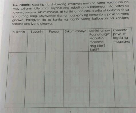 B2 Panuto Mag Isip Ng Dalawang Sitwasyon Mula StudyX