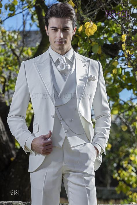Traje De Novio Blanco Natural Conjunto Ongala 2181 Groom Wedding Attire Wedding Suits Men