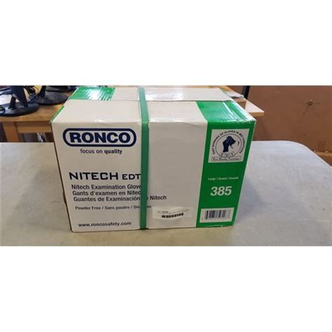 New Case Of Size Large Ronco Nitech Powder Free Exam Gloves 1000