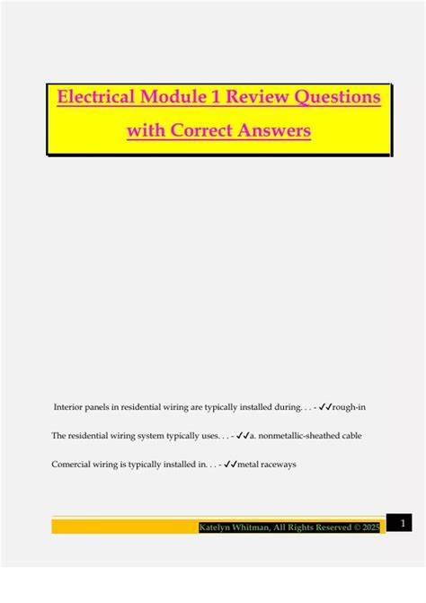 Electrical Module 1 Review Questions With Correct Answers Nccer