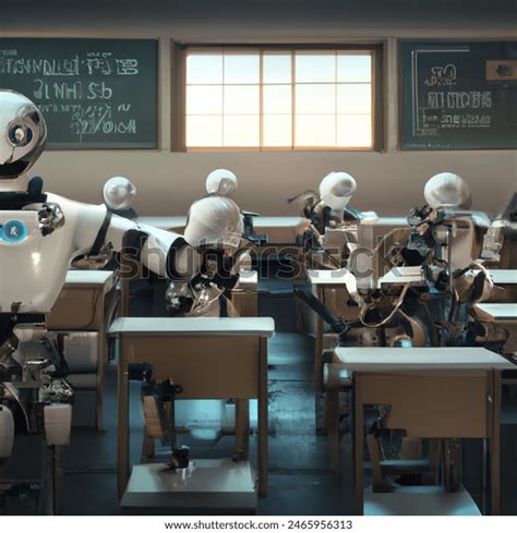 humanoid robots class robots pupils many ai generated image 2465956313