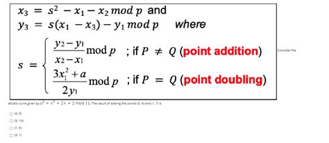 Solved Consider The Elliptic Curve Given By The Result Of Chegg