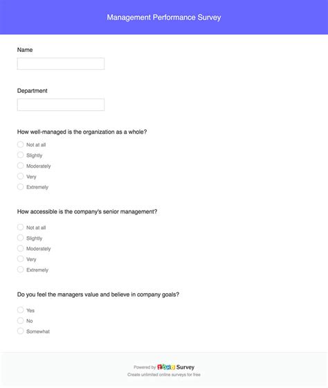 Management Performance Survey Questionnaire Template Zoho Survey