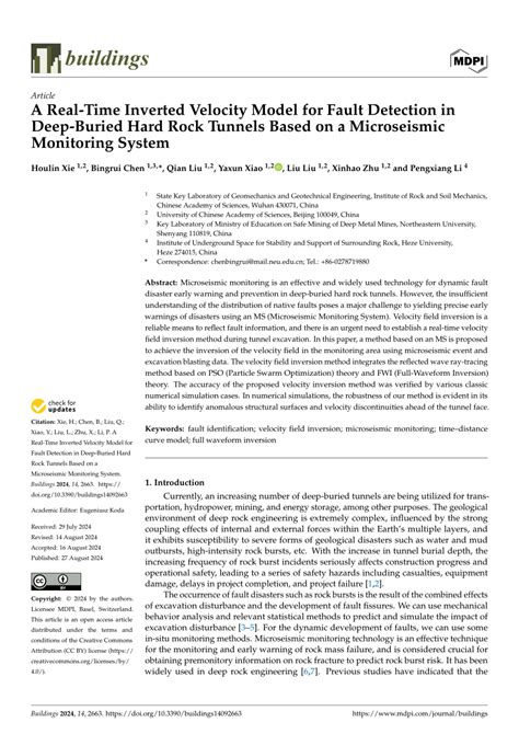 Pdf A Real Time Inverted Velocity Model For Fault Detection In Deep Buried Hard Rock Tunnels