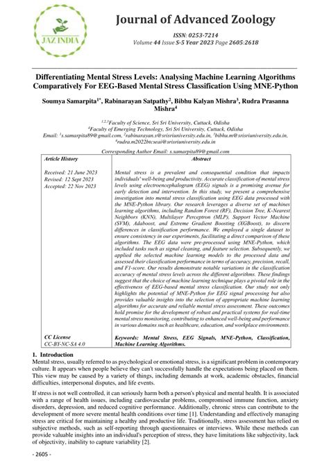 Pdf Differentiating Mental Stress Levels Analysing Machine Learning