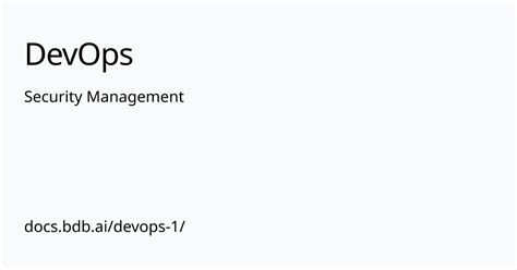 Security Management DevOps