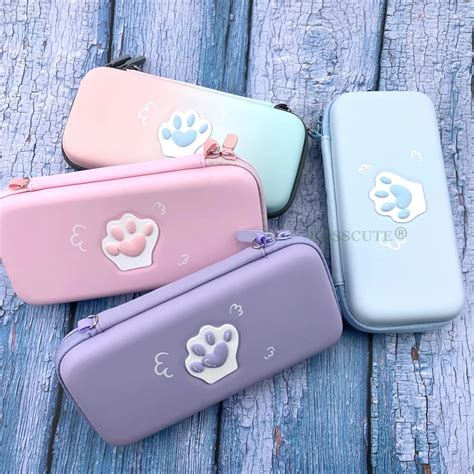 닌텐도 스위치용 고양이 발 운반 케이스 게임 콘솔 및 액세서리 실리콘 하드 쉘 파우치 방수 보호 커버가방 Aliexpress