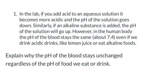 Solved 1 In The Lab If You Add Acid To An Aqueous Solution Chegg Com