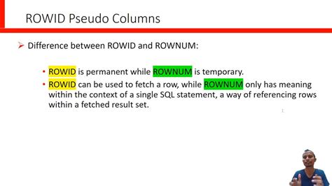 Pseudo Columns Rowid Youtube