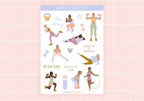 Workout Sticker Sheet Fitness Sticker Sheet Workout Etsy