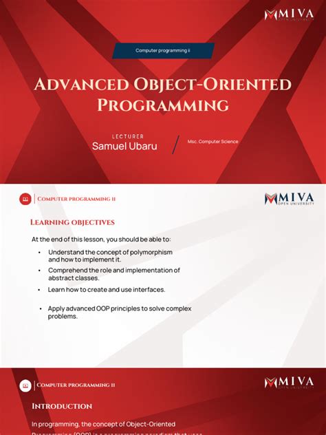 Cos 202 Advanced Object Oriented Programming Pdf Pdf Class