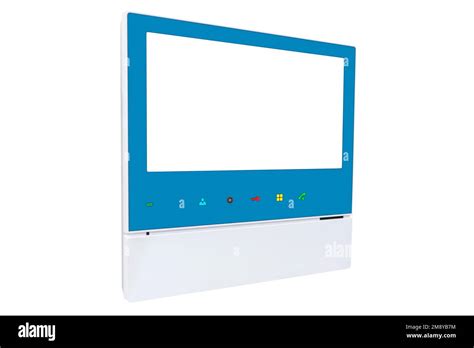 Close Up Of Video Intercom With Blank On Screen Isolated On White Background Mockup Concept