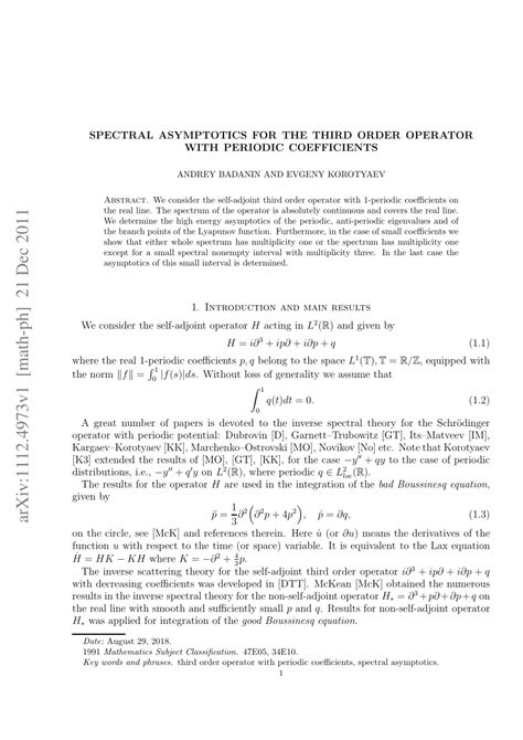 Pdf Spectral Asymptotics For The Third Order Operator With Periodic