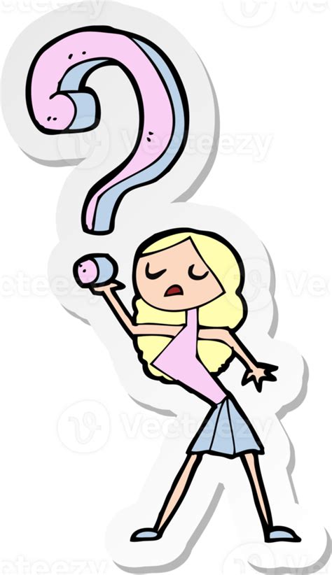 Sticker Of A Cartoon Girl With Questions 44908464 PNG