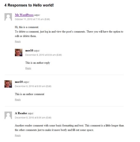Styling Author Comments In Wordpress