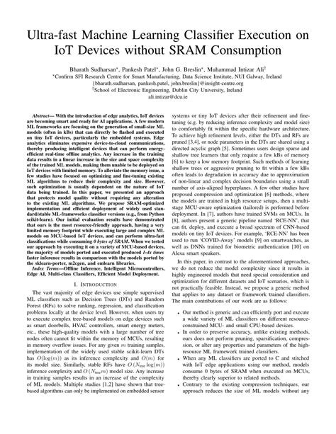 Pdf Ultra Fast Machine Learning Classifier Execution On Iot Devices