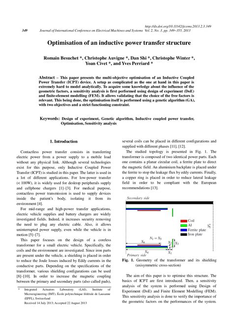 Pdf Optimisation Of An Inductive Power Transfer Structure