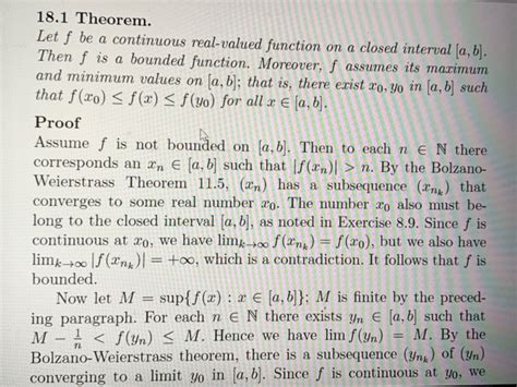 Solved 181 Theorem Let F Be A Continuous Real Valued