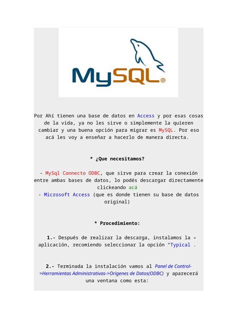 Doc Pasar Base De Datos De Access A Mysql Dokumentips