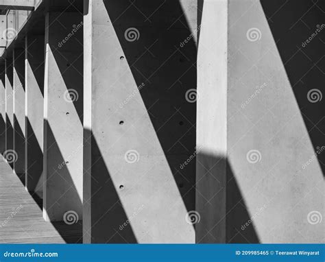 Architecture Details Modern Building Concrete Columns Perspective