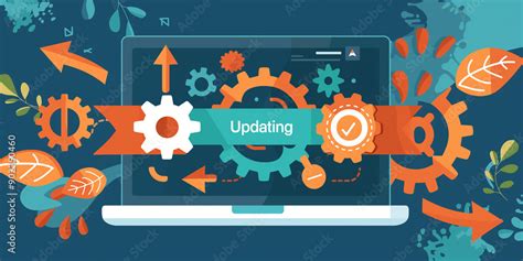 Laptop Updating Software With Progress Bar And Gears System Update Concept Stock Photo Adobe Stock