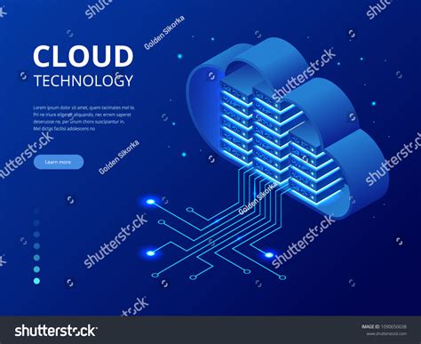 Isometric Modern Cloud Technology Networking Concept Stock Vector Royalty Free 1090650038