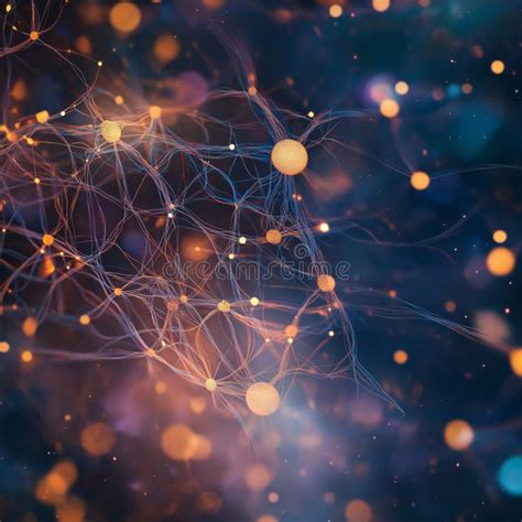 Neural Network Visualization With Glowing Nodes And Interconnected Fibers In Abstract Digital