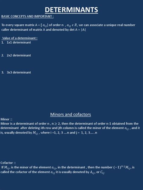 Determinant Basic Concept Pdf Determinant Matrix Mathematics