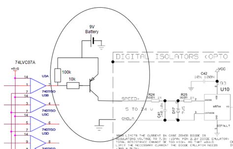 how to connect buffer with open drain to opto isolator circuit