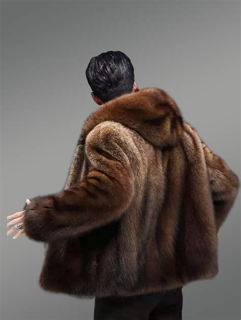 Mink Fur Men Coat With Detachable Luxury Hood
