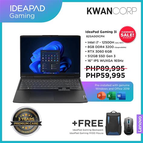 CLEARANCE Lenovo Ideapad Gaming 3i 82SA001CPH Intel I5 12500H 8GB RAM RTX 3060 512GB SSD Gen 3
