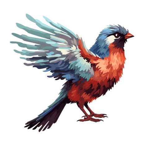 Colorful Bird Flying Pixel Art With Soft Brushstroke Realism Stock Illustration Illustration
